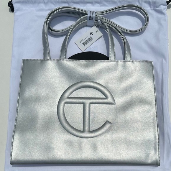 Telfar | Bags | Telfar Medium Shopping Bag Silver New | Poshmark